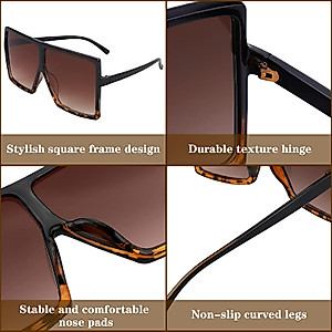 URATOT 4 Pieces Oversized Square Sunglasses Big Women Sunglasses Retro Flat Top Fashion Shades Sunglasses