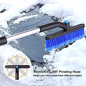 Rousytn 32" Extendable Ice Scraper Snow Brush, Snow Scraper Brush for Car Windshield, Detachable Snow Removal Tool with Foam Grip for Cars, Trucks, SUV