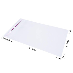 Wowfit 100 Count 6x9 Inch Clear Cellophane Plastic Bags, Resealable Self-Sealing Cello Bags Great for 6x9 Print Photos A7 A8 A9 Cards Envelopes and More