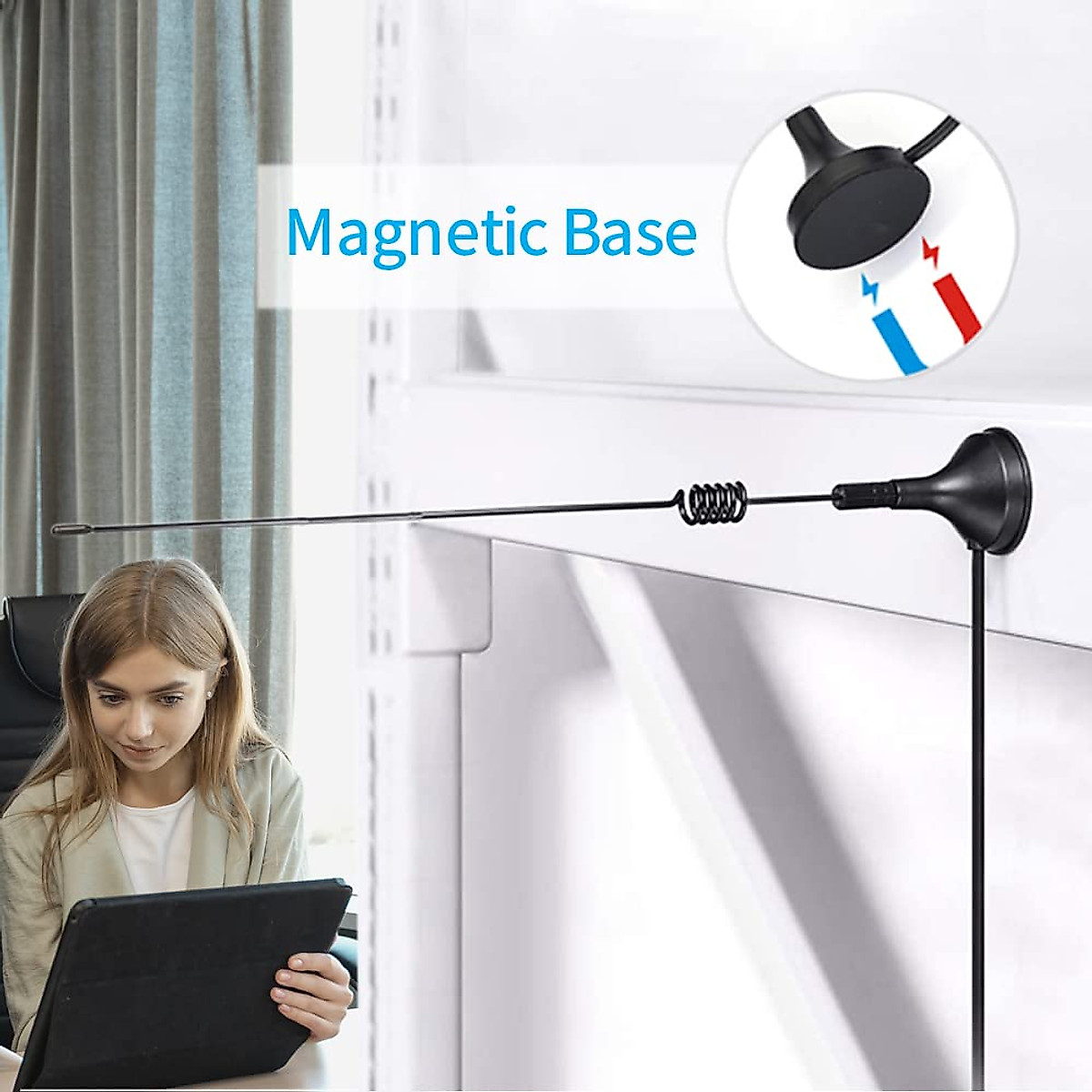 Tonton 2 Pack 10ft 7dBi WiFi Antenna Extension Cable with Magnetic Base for IP Wireless Security Camera and CCTV Wireless Camera System