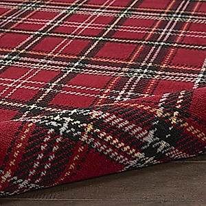 Nourison Grafix Red 7' x 10' Area Rug, Modern, Plaid, Bed Room, Living Room, Dining Room, Kitchen, Easy Clean, Non Shedding (7x10)