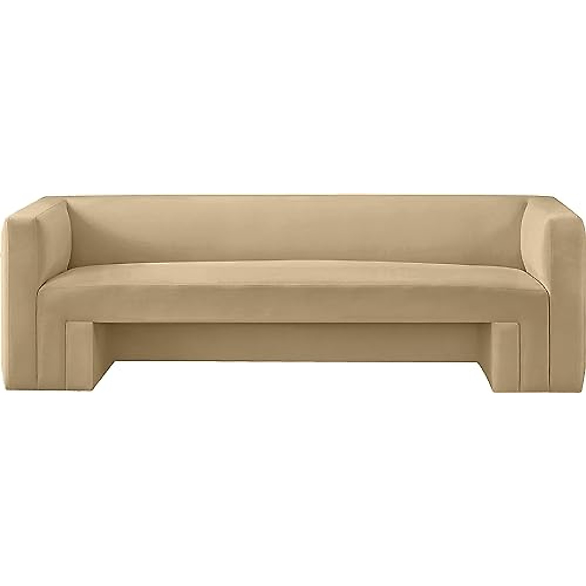 Meridian Furniture 665Camel-S Henson Collection Modern | Contemporary Velvet Upholstered Sofa with Soft Camel Velvet, Solid Wood Frame, 89.5" W x 34.5" D x 28" H, Camel