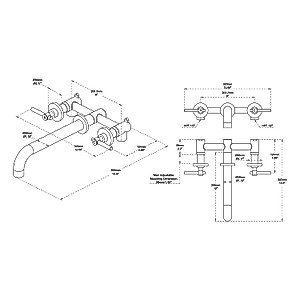 Wowkk Wall Mount Tub Filler Brushed Gold Tub Faucet Brass Bathroom Bathtub Faucets with 2 Handles