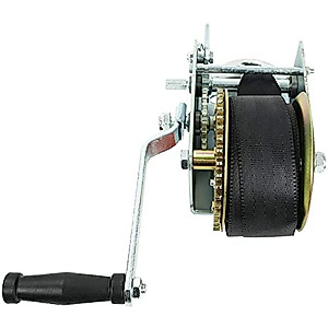 2500lbs Hand Winch + 24FT Strap, Heavy Duty Hand Crank Gear Winch Portable Manual Winch for Trailer, Boat or ATV