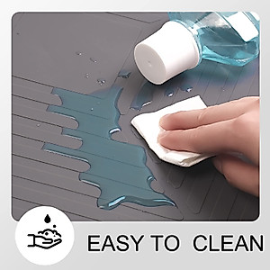 Under Sink Mat,PRETIRENO 34" x 22" Silicone Under Sink Liner for Kitchen & Bathroom Sink Base Cabinets,Under Sink Drip Tray with Lip, Grey