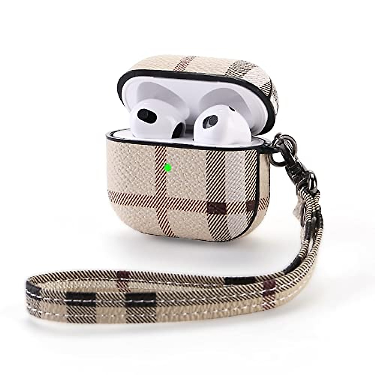 AirPods 3rd Generation Case ， Leather AirPods 3rd Case for Apple AirPods 3rd，AirPods 3 Luxury case, with Wrist Strap and Keychain, for Apple AirPods 3rd Generation 2021,(Eco-Friendly Leather)