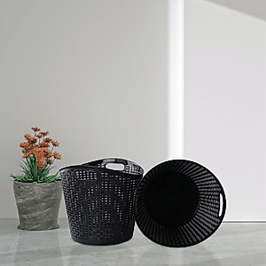 Sosody 40L Plastic Tall Flex Laundry Basket, Black Laundry Hamper with Handles, 6 Packs