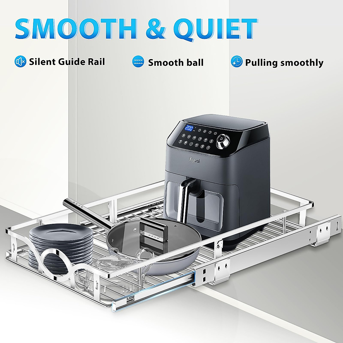 Tksrn Pull Out Cabinet Organizer(14" W x 21" D),Cabinet Drawers Slide Out Shelves for Kitchen,Under Sink Organizer Storage for Cabinet in Home, Pantry, Bathroom（NEED 15" W and 22" D Cabinet）