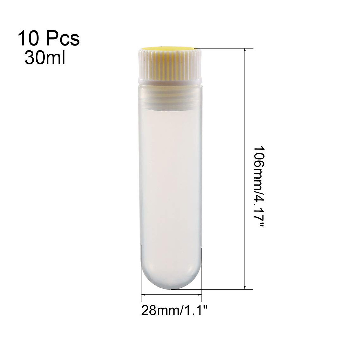 uxcell 10 Pcs 30ml Plastic Centrifuge Tubes with Screw-on Cap, Polypropylene Graduated Micro Centrifuge Tube, Round Bottom, Gray, Storage Container for Beads Sample Lab