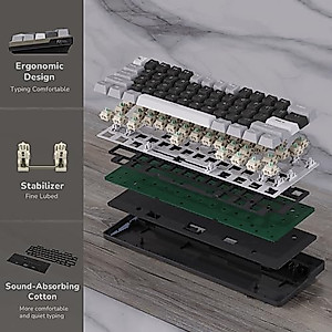 RK ROYAL KLUDGE RK61 Plus Wireless Gaming Keyboard, 60% Percent Mechanical Keyboard with Bluetooth/2.4Ghz/USB Modes, Hot Swappable RGB Keyboard for PC Gamers, Silent Linear Viridian Switches