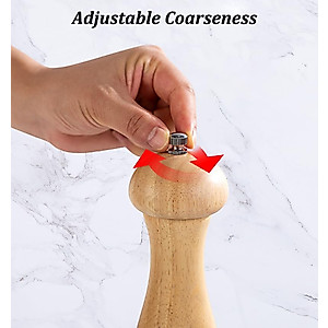 Ousyaah Salt and Pepper Grinder Set (8''), Manual Salt and Pepper Shakers with Adjustable Ceramic Rotor, Refillable Wooden Salt and Pepper Mill Set for Spices, Pepper, Himalayan and Sea Salts (Y)