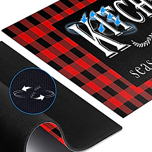 HOLVDENG Red Buffalo Plaid Kitchen Mat Set of 2 Non Slip Thick Kitchen Rugs and Mats for Floor Comfort Standing Mats for Kitchen, Sink, Office, Laundry, 17"x47"+17"x28"