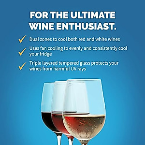 NewAir 15" Built-in or Freestanding 29 Bottle Dual Temperature Zone Wine Fridge, Quiet Operation Wine Cooler with Beech Wood Shelves, Stainless Steel Wine Cellar for Red, White, and Sparkling Wine