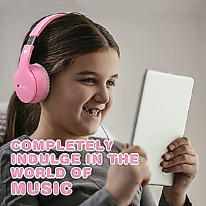 MIDOLA Kids Headphones Wired Over Ear Foldable Kids Volume Limit 85dB /110dB Light Foldable Headset with Inline AUX 3.5mm Mic for Child Boy Girl Travel School Gaming Pad PC Laptop Tablet Pink
