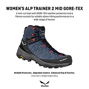 Salewa Women's Alp Trainer 2 Mid Gore-Tex Waterproof GTX Hiking Boot - Java blue/Fluo Coral - 7