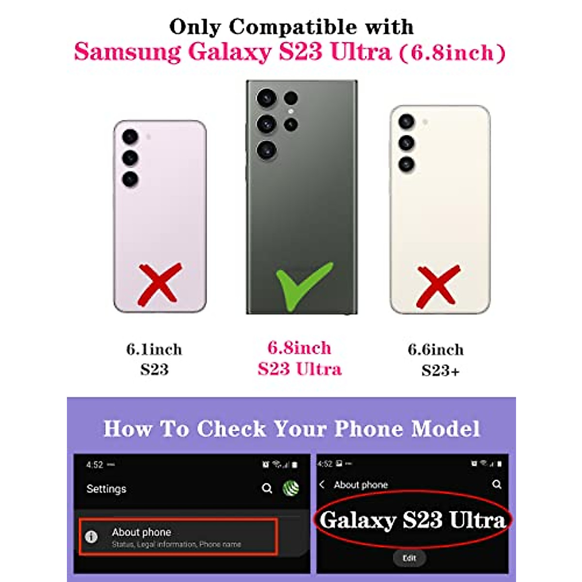 Goocrux (2in1 for Samsung Galaxy S23 Ultra Case Floral Flowers for Women Girls Girly Phone Cover Cute Lavender Flower Design with Slide Camera Cover+Ring Holder Purple Cases for S23 Ultra 5G 6.8''