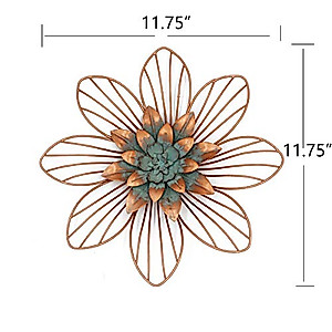 Funerom Metal Floral Wall Decoration Flower Wall Decor(Copper 11.75x1.2x11.75 inches)