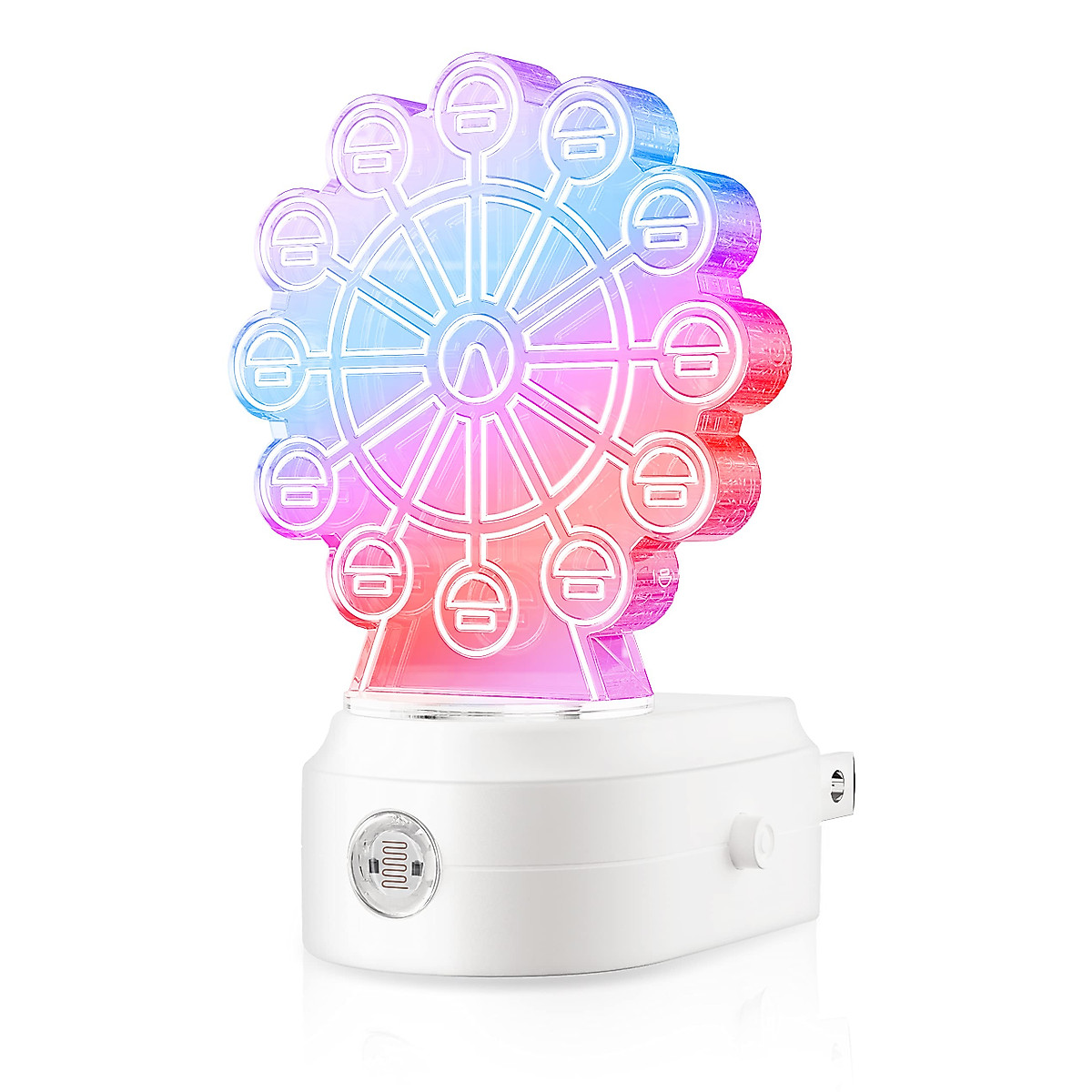 Plug in Night Light,Specmsky Ferris Wheel Night Light for Kids,3 lighting Modes RGB Night Lamp,Multi-Color Changing,LED Night Light with Dusk to Dawn Sensor for Nursery,Bedroom,Stairs,Kids' Room Decor