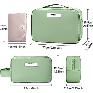 Noozion Clear Frosted Makeup Bag 3 Pieces Toiletry Bag Portable Cosmetic Pouch Travel Organizer Water-resistant Translucent Purse for Women and Girls (Green)