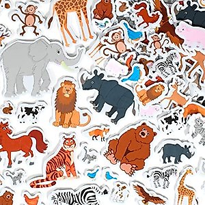 READY 2 LEARN Foam Stickers - Animals - Pack of 168 - Self-Adhesive Stickers for Kids - 3D Puffy Animal Stickers for Laptops, Party Favors and Crafts