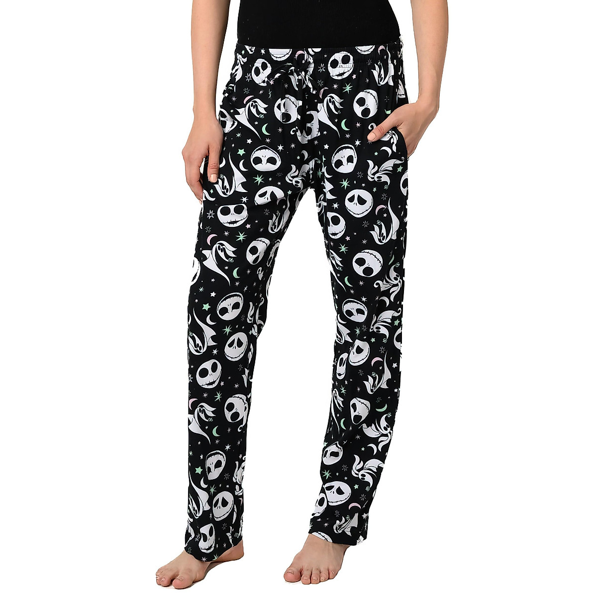 Disney Womens Lounge Pants Pajama Bottoms AOP (Jack Skellington & Zero, 1X)
