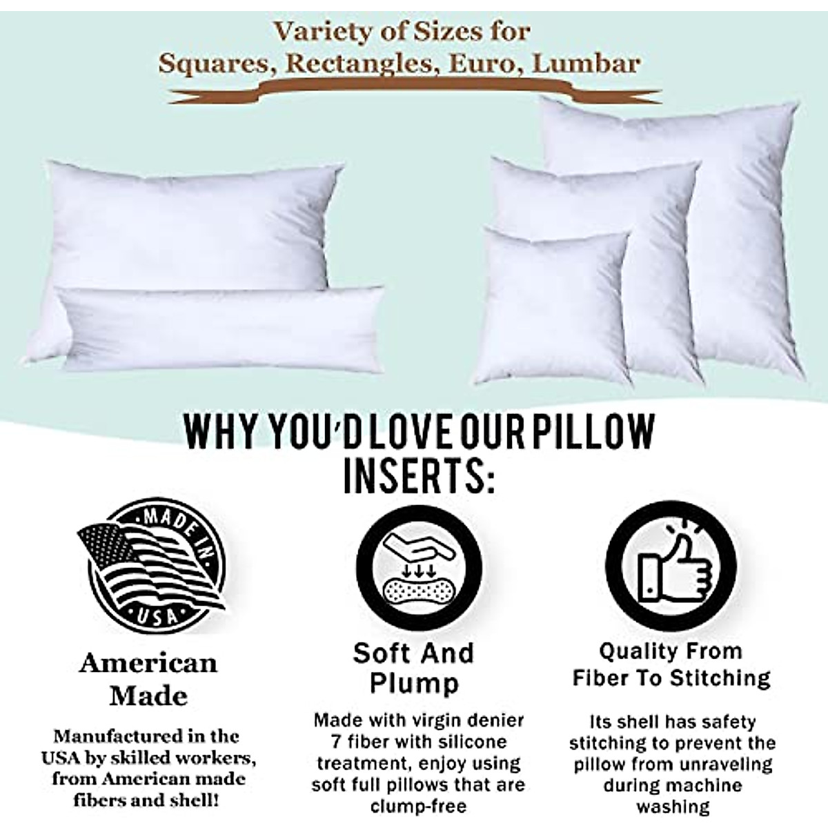 Pillowflex Bolster Pillow - 9" x 76" - Plush Polyester-Filled Insert for Decorative Shams - Comes in a Poly-Cotton Shell - Odorless, Lint, and Dust-Free, No Lumps Stuffing for Pillows (White, Round)