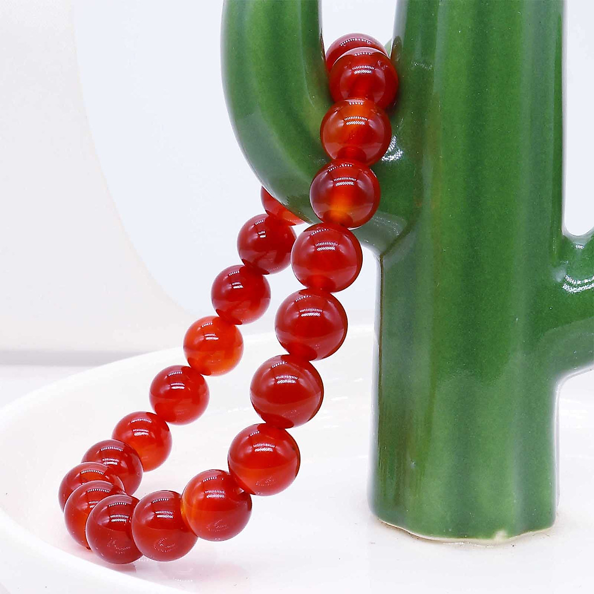 ZZ ZINFANDEL Carnelian Crystal Bracelet Natural Carnelian Gemstone Bracelet for Women Orange Carnelian Bracelet Jewelry (A)