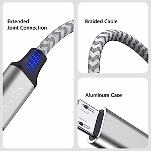 DteeDck USB C to Micro USB Cable 3.3ft, Micro USB to USB Type C Adapter Cable Braided Male to Male Adapter USB-C USBC to Micro USB Cord 1M for Charging Data Transmission