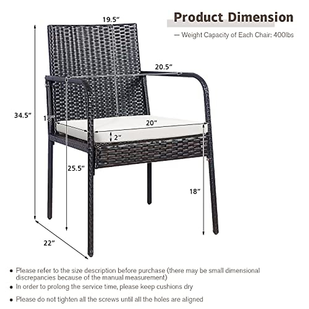 RELAX4LIFE Set of 4 Outdoor Dining Chairs, All-Weather PE Rattan Patio Chairs with Comfy Cushions, Outside Rattan Arm Chairs for Backyard, Poolside and Garden Lawn Chairs Set