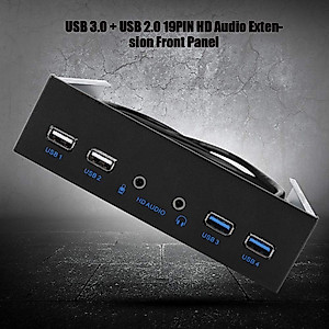 5.25 Inch Front Panel USB Hub with 2 x USB 3.0 Ports & 2 x USB 2.0 Ports & 1 x HD Audio Port 19 Pin Extension Front Panel Card Reader Support WinXP/2003/VISTA/2008/Windows 7/WIN8