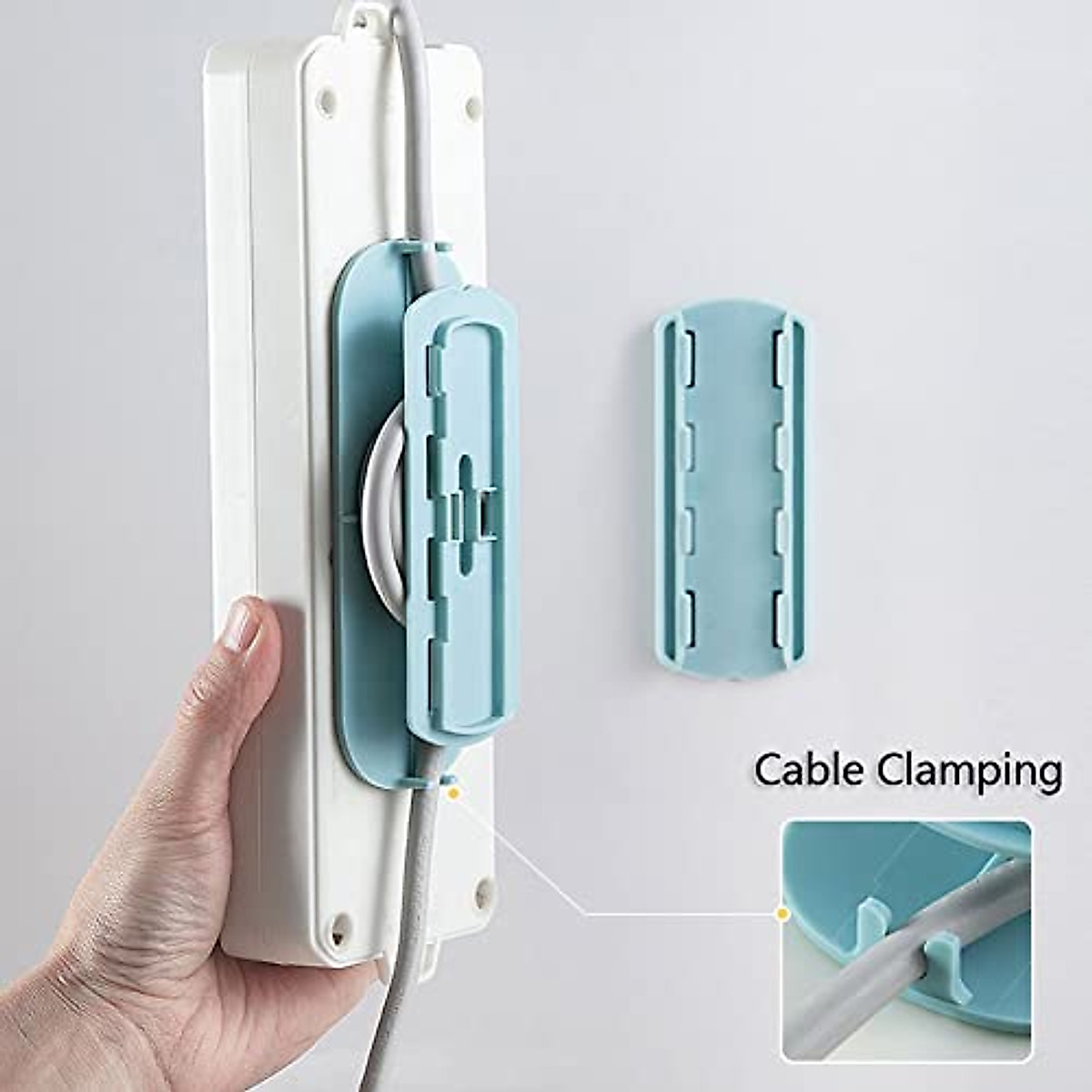 Jasni Self-Adhesive Desktop Socket Fixer Cable Organizer Wall Hanging Power Strip Holder Fixator Plug-in Removable Wall-Mounted Fixer 36 pcs Cable Clips Wire Holder Cord Management (White)