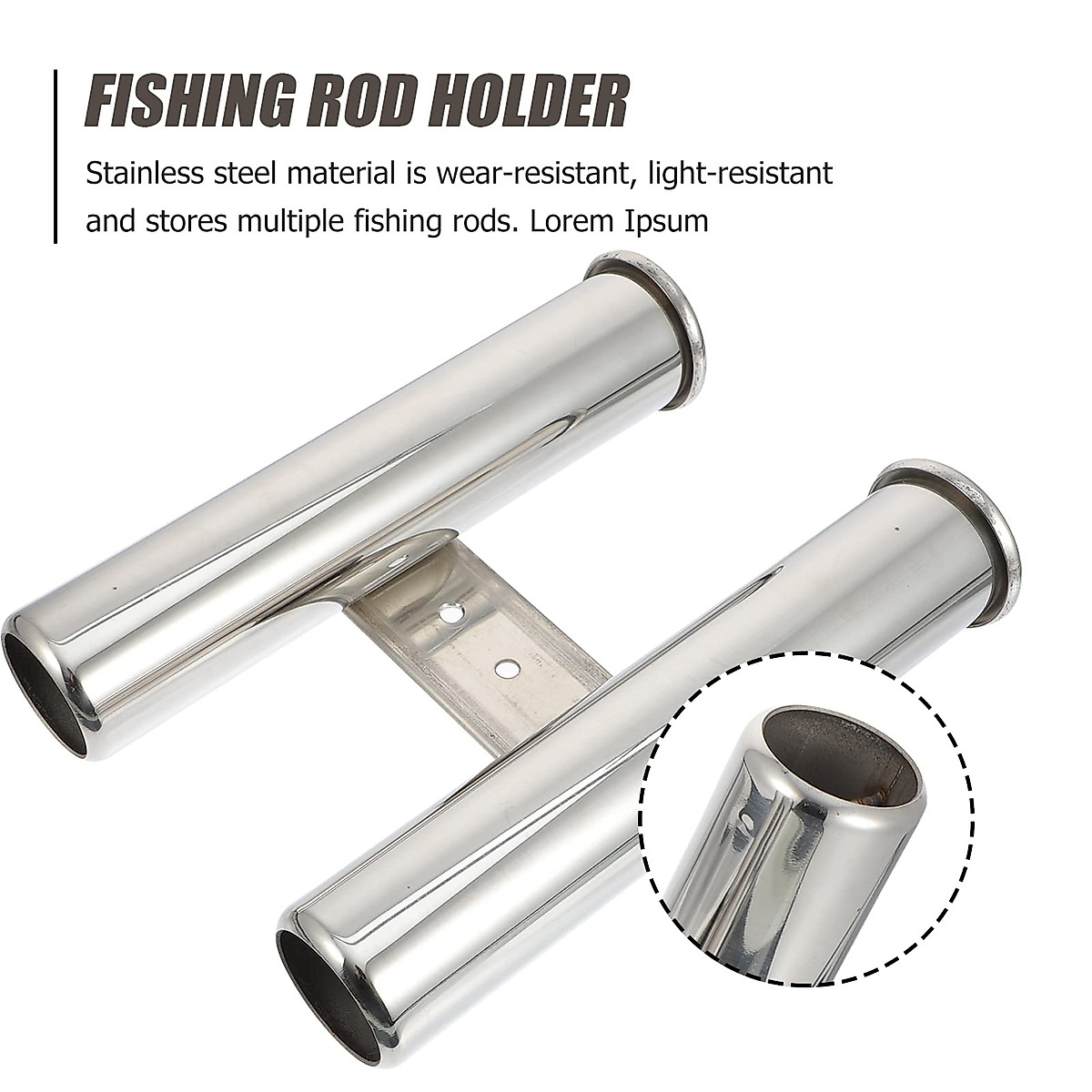 1 Set Double-Tube Fishing Pole Holder Stainless Steel Fishing Rod Stand Fishing Boat Accessory Fishing Rod Stand Fishing Pole Rack Stainless Steel Pole Holder Fishing Boat Accessory Fishing