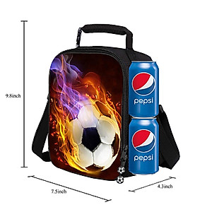 7-mi Kids Football Printed Lunch Box Bag, 5L Capacity, Stylish Design, Made-to-Last Zipper, Cushioned Carrying Strap, Easy to Clean
