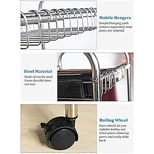 Trolley Stainless Steel Pants Hangers Rolling Trolley, Trouser Skirt Dress Jeans Closet Storage Organizer Rack, Anti Rust, Space Saving (Size : 24 Hangers)