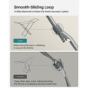 SONGMICS Clothes Drying Rack, Metal Laundry Drying Rack, Foldable, Space-Saving, Free-Standing Airer, with Gullwings, Indoor Outdoor Use, Bed Linen Clothing, Gray ULLR540G01