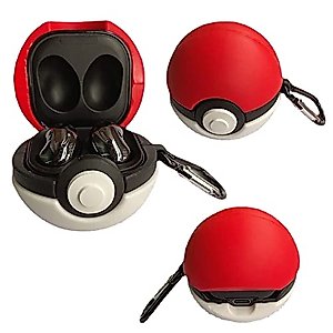 Compatible with Samsung Galaxy Buds2 pro(2022)/Galaxy Buds Live(2020)/Galaxy Buds pro(2021)/Galaxy Buds 2 (2022) Charging Box,Cute 3D Cartoon Poke Ball Earphone case,Soft Silicone Case with Hook