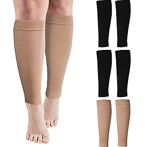 3 Pairs 20 Inches XXL Wide Plus Size Calf Compression Socks for Circulation Compression Long Legs Sleeves 20-30 mmHg Calf Muscle Compression Sleeve for Women Men