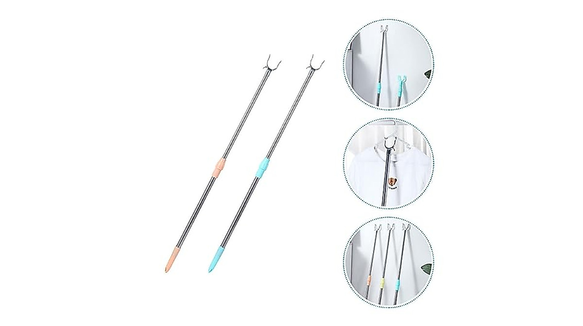 2pcs Retractable Clothes Pole - Adjustable Wardrobe & Drying Stick