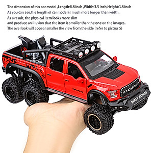 SASBSC Toy Pickup Trucks for Boys F150 Raptor DieCast Metal Model Car with Sound and Light for Kids Age 3 Year and up RED