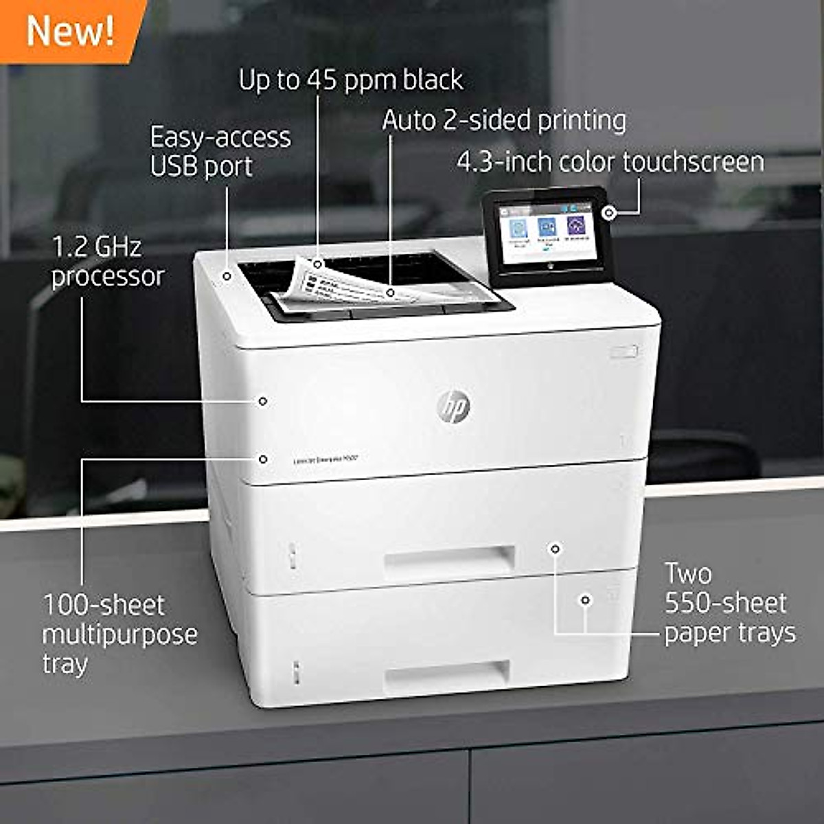 HP Laserjet Enterprise M507dn with One-Year, Next-Business Day, Onsite Warranty (1PV87A) (Renewed)