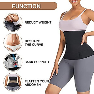 FeelinGirl Waist Trainer for Women Snatch Bandage Tummy Wrap Plus Size Workout Waist Trimmer for Gym Sport Bandage Wrap