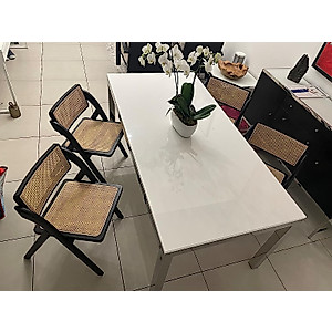 Folding Dining Chairs Set of 2, Foldable Wood Kitchen Chairs 100% Real Rattan Woven Seat and Back,Handmade for Living Room Bedroom, Garden Balcony, Easy Installation (Black)