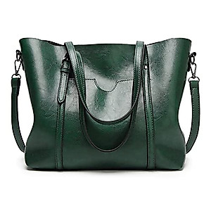 Purses and Handbags for Women Vegan PU Leather Tote Purse Top Handle Satchel Vintage Crossbody Shoulder Bag (Green)