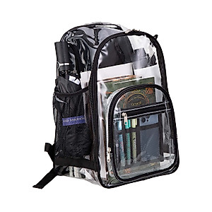 Clear Backpack, Heavy Duty Transparent See Through Bag, Waterproof Rucksack for Women Men Girls Boys to School College Security Travel Hiking Stadium Sports