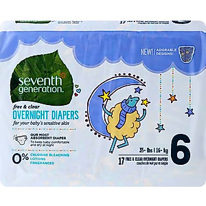 Seventh Generation Overnight Diapers - Size 6 - 17 ct