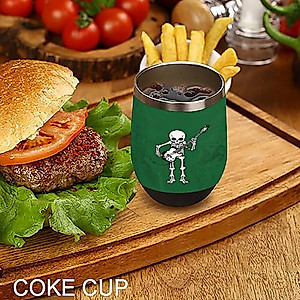 OPTKSNCU 304 Stainless Steel Insulated Cup with Lid, Skeleton Playing Guitar Print Durable, And Easy to Clean – Ideal for Home, Office, And Gift Giving