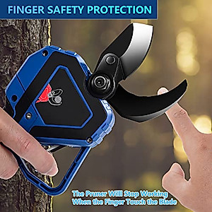 K KLEZHI Cordless Electric Pruning Shears with Colorful LED Dispaly,Cut capacity of 32mm / 1.26inches, 2 x 2 Ah Lithium Rechargeable Battery 8-10 Working Hours Blue