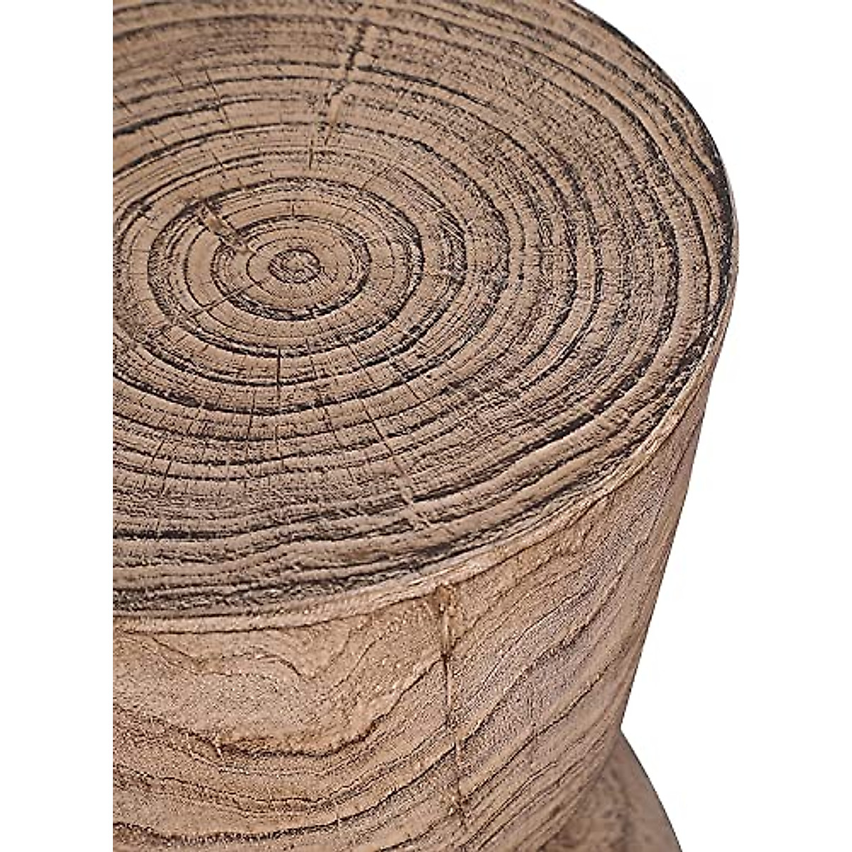 Yangming 14.6 Inch Weather Resistant Concrete, Small Round End Lightweight Side Table for Outdoor Indoor Patio Yard Balcony Garden, Brown