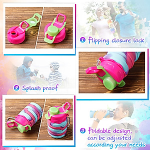 CHENGU 8 Pcs Collapsible Water Bottles Silicone Travel Water Bottle 16 oz Reusable Leakproof Foldable Water Bottles with Clip for Camping Hiking Cycling Travel Gym Yoga Outdoor Sports