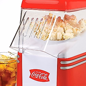 Coca-Cola Hot-Air Electric Popcorn Maker, 8 Cups, Healthy Oil Free Popcorn with Measuring Scoop, Coke Red & White